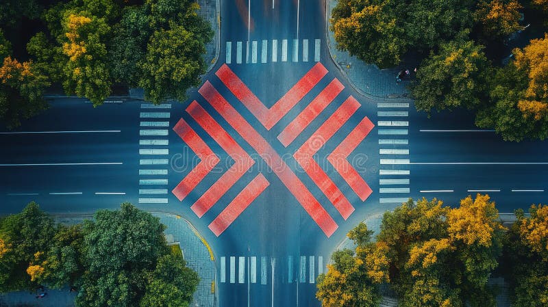 City Intersection Crosswalk Aerial View Stock Illustration ...