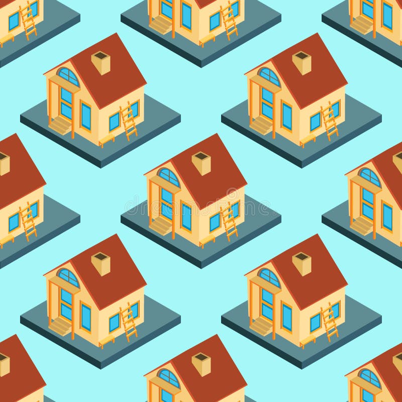 City Isometric Seamless Pattern of the House, Repetitive Background ...