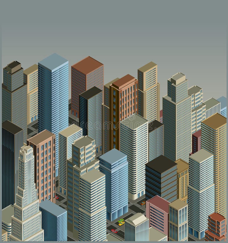 Isometric city - vector stock vector. Illustration of construction ...