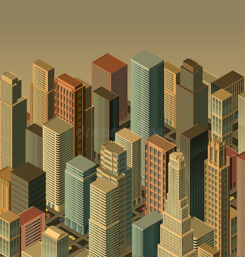 Isometric city - vector stock vector. Illustration of construction ...