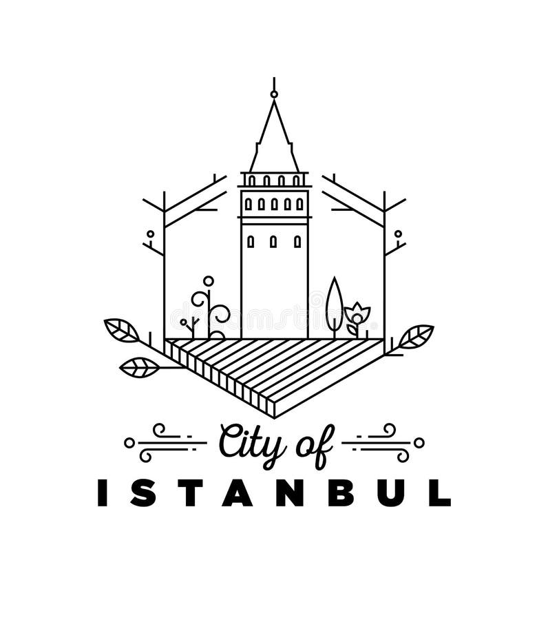 Linear Galata Tower Istanbul Icon Design Stock Vector - Illustration of ...