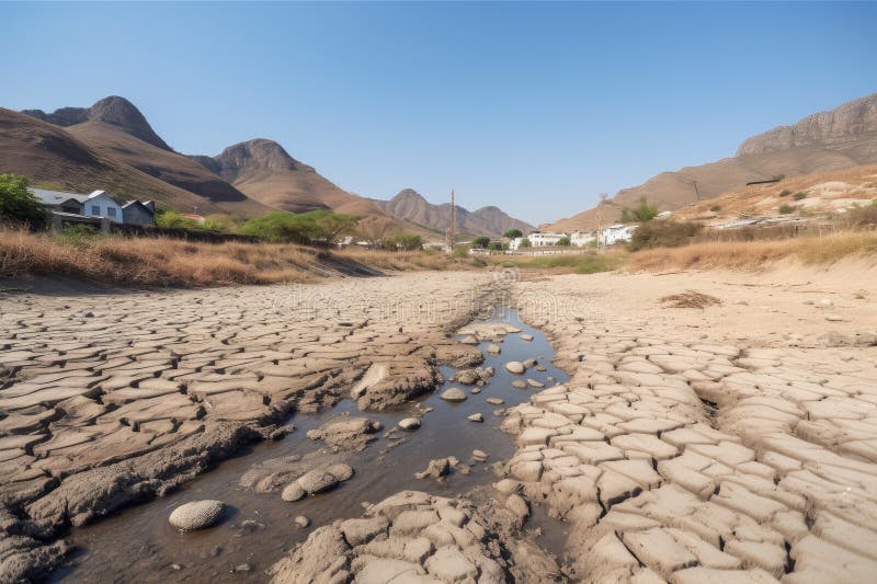 City, with Its Water Supply Dwindling Due To Drought Stock Illustration ...