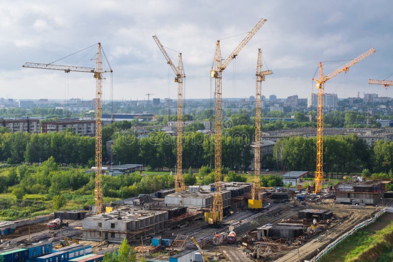 City Landscape: Construction Work Stock Image - Image of life, green ...