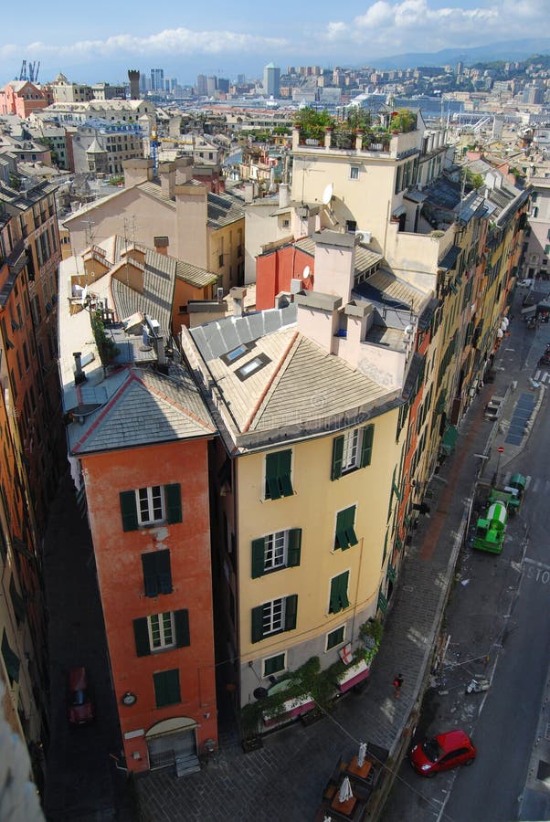 City Landscape with a Corner House at the Head Stock Image - Image of ...