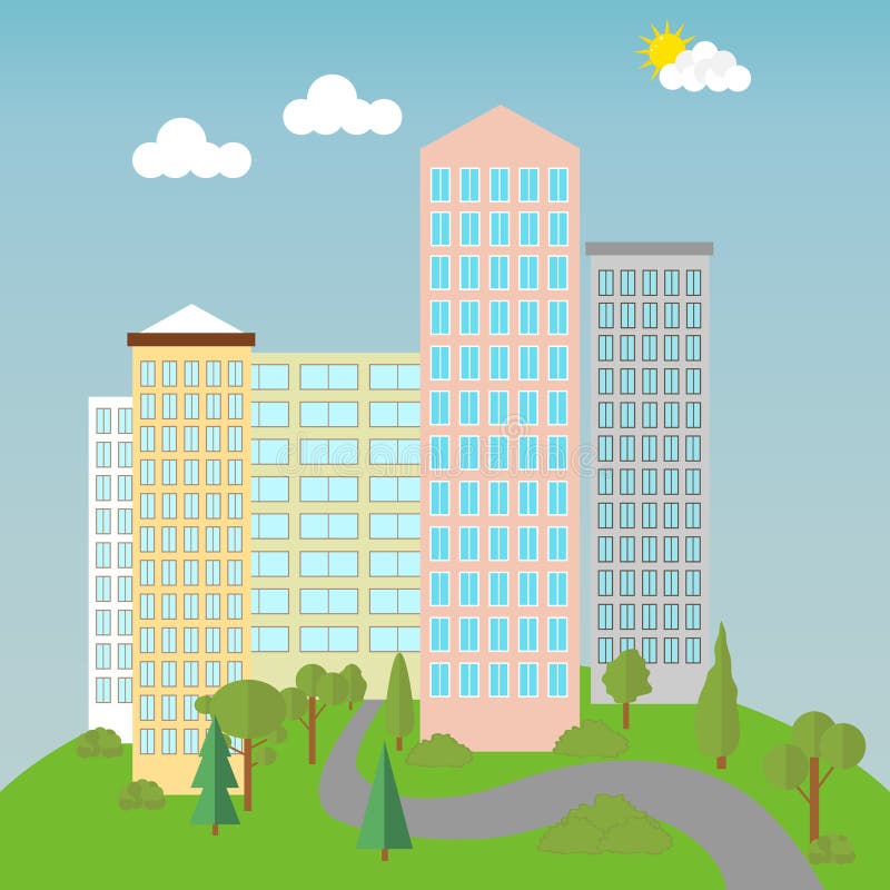 City landscape stock illustration. Illustration of decorative - 89494692