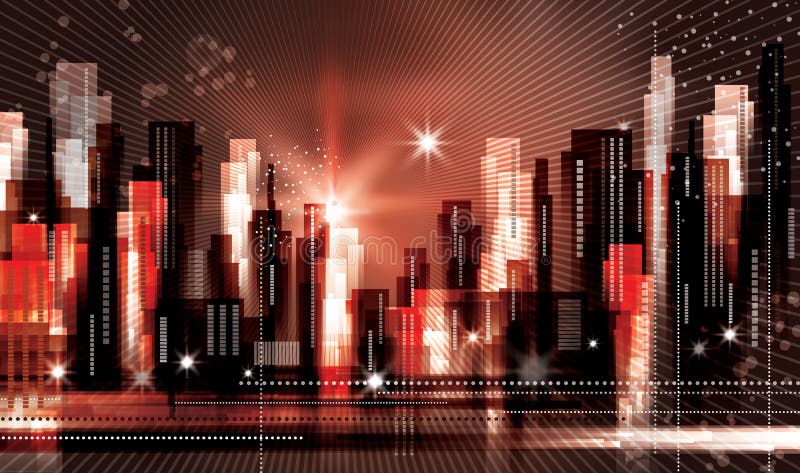City Landscape at Night stock vector. Illustration of concept - 22571886