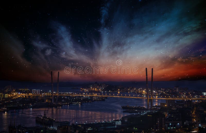 City landscape at night. stock photo. Image of landscape - 56298312