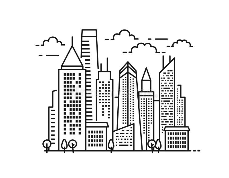 City landscape pattern stock vector. Illustration of outline - 117461052