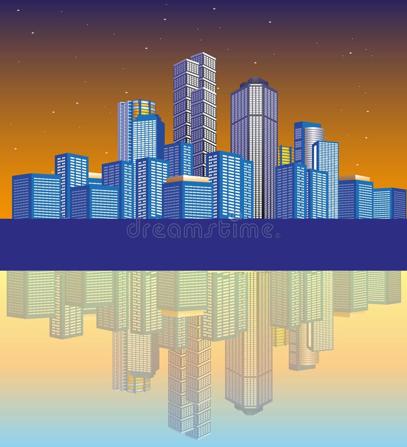 Night Time City with Shadow Stock Vector - Illustration of evening ...
