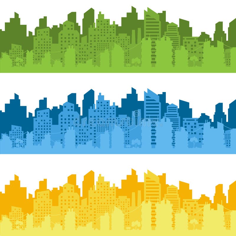 City Landscape. City Silhouette with Windows. Vector Illustration ...