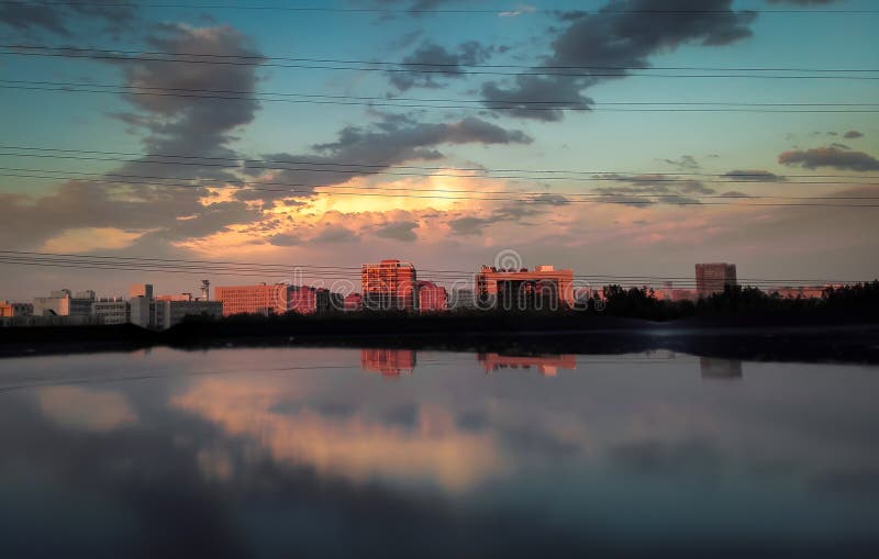 City landscape at sunset stock photo. Image of prices - 55230874