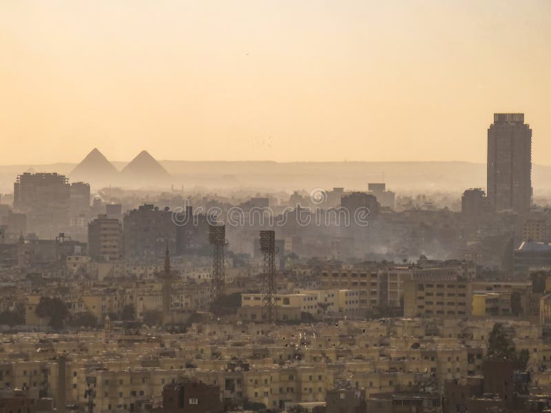 A City with a Large Building in the Background, Cairo, Egypt Stock ...
