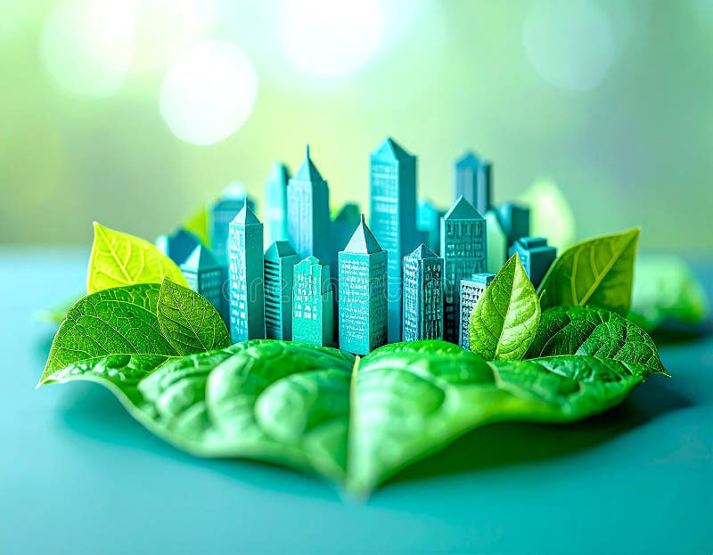 City on leaf stock photo. Image of zero, green, sdgs - 382473146