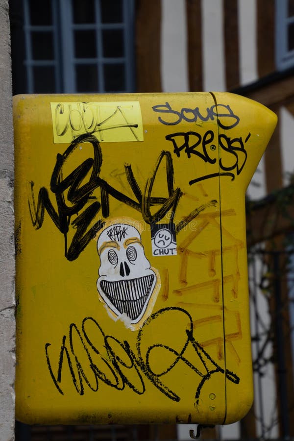 City Letter Box with Abstract Graffiti Editorial Photography - Image of ...