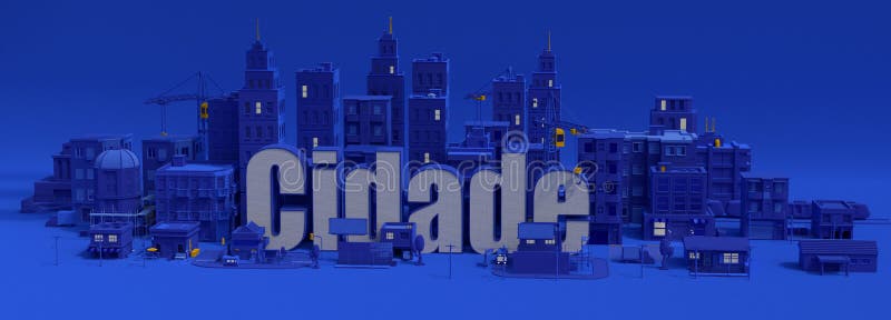 City Lettering, City in 3d Render Image Stock Illustration ...