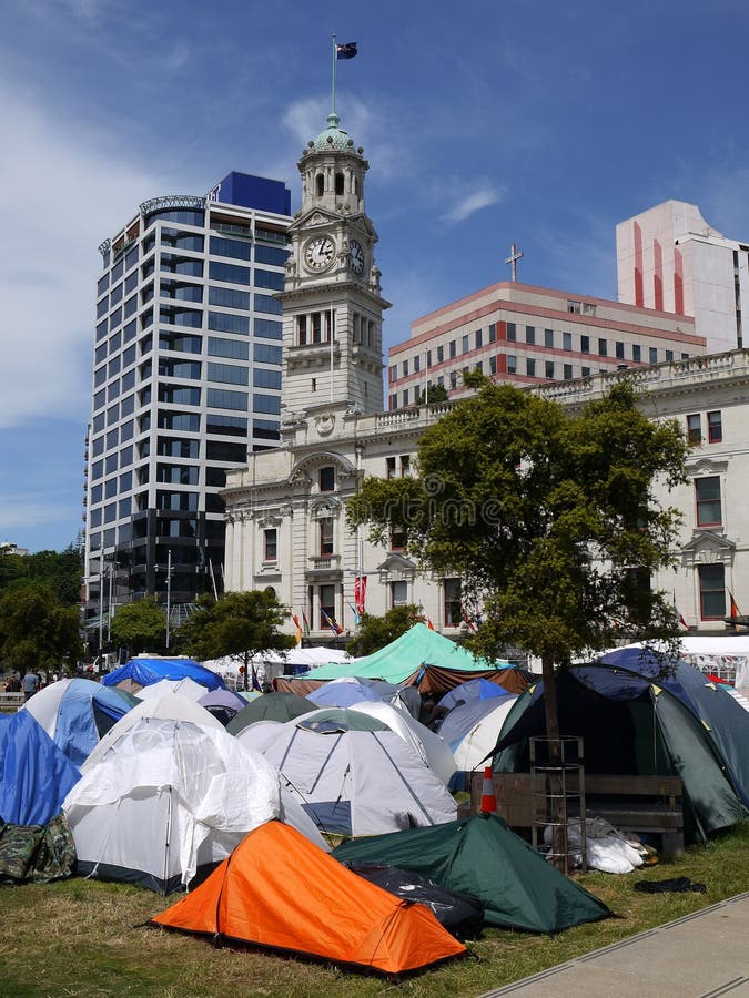 City life: Occupy Auckland stock photo. Image of city - 22442578