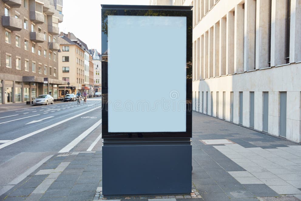 City-Light-Poster Mock-Up Template on Sidewalk Stock Image - Image of ...