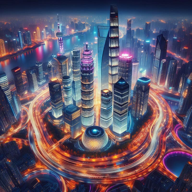 The City of Lights a City with Dynamic and Ever Changing Light D Stock ...