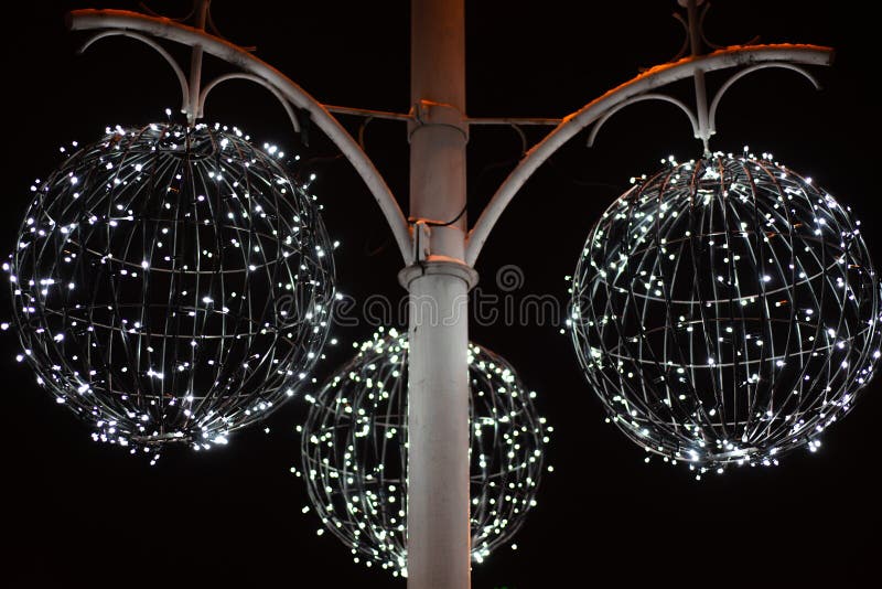 City Lights, Large Luminous Balls Stock Photo - Image of people, gold ...