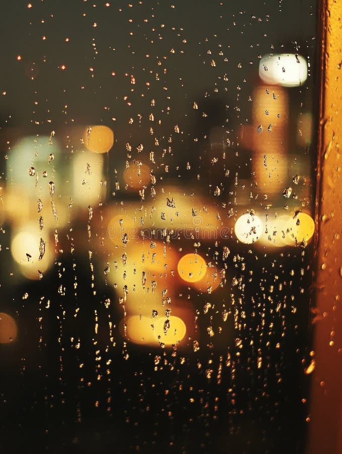 City Lights through Rainy Window Stock Photo - Image of interior ...