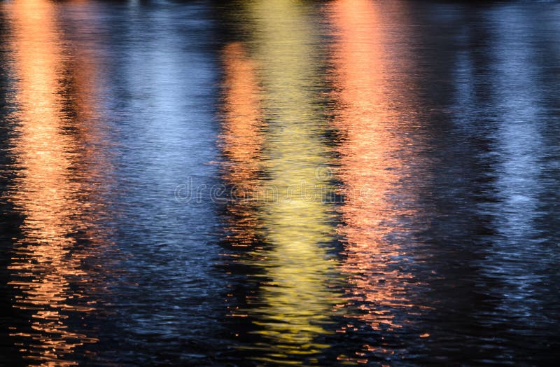 City Lights Reflection on the Water Stock Photo - Image of bright ...