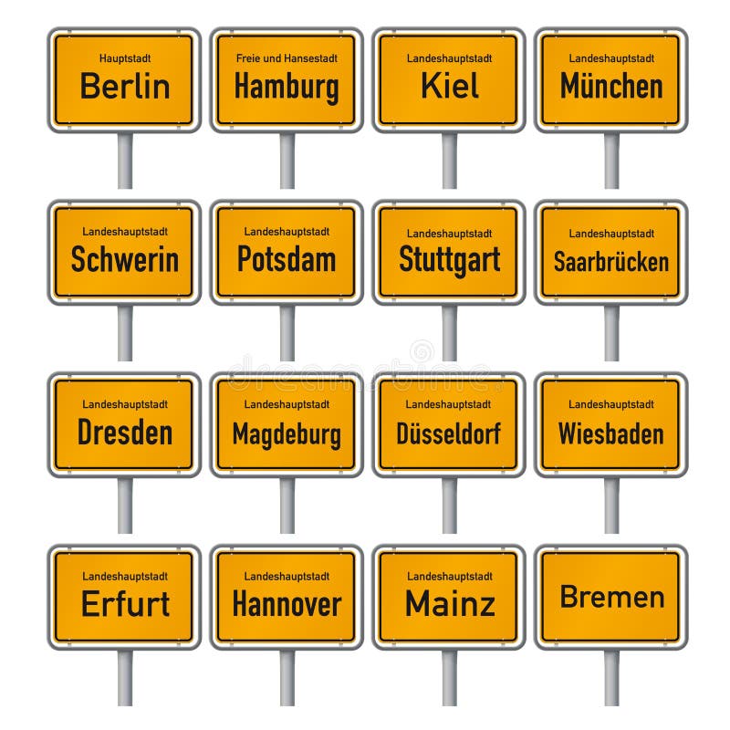 City Limit Signs of the German State Capitals Stock Vector ...