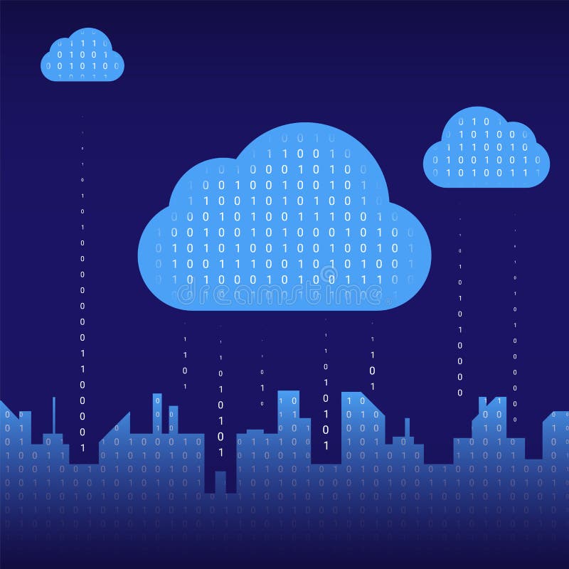 Binary Rain in Digital Abstract City, the Flow of Data with the Cloud ...