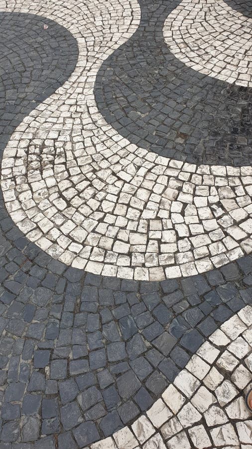 The Beautiful Pavement of the Streets of the City of a Lisbon Stock ...