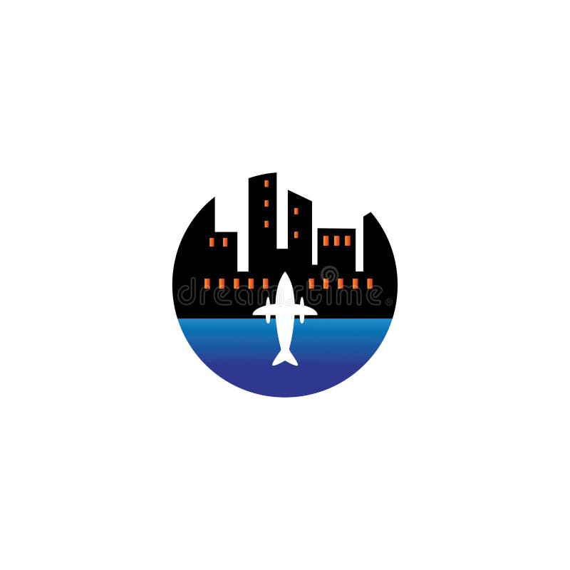 City Logo, Illustration, Airplane Building, Travel Button Vector Design ...