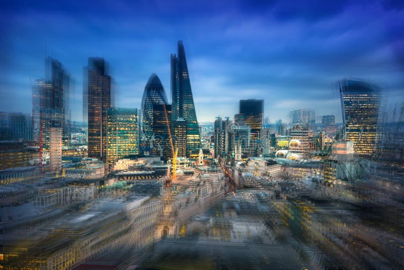 City of London at Night, Dynamic Effect Stock Image - Image of bridge ...