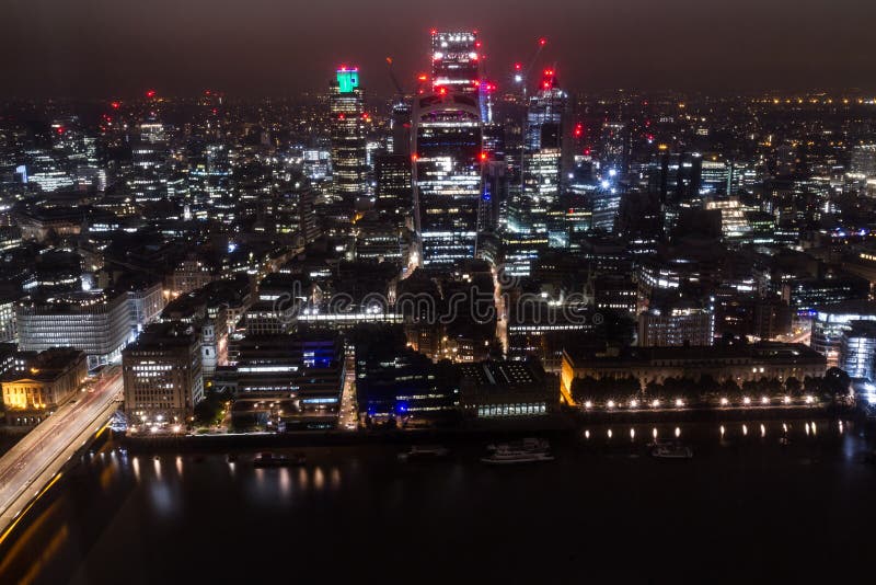 Landscape of the City of London by Night Editorial Photo - Image of ...