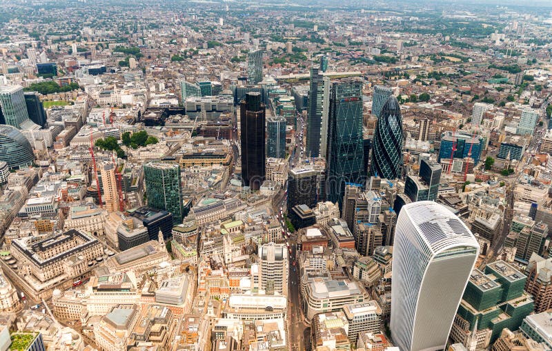 City of London, View from Helicopter Stock Photo - Image of skyscraper ...