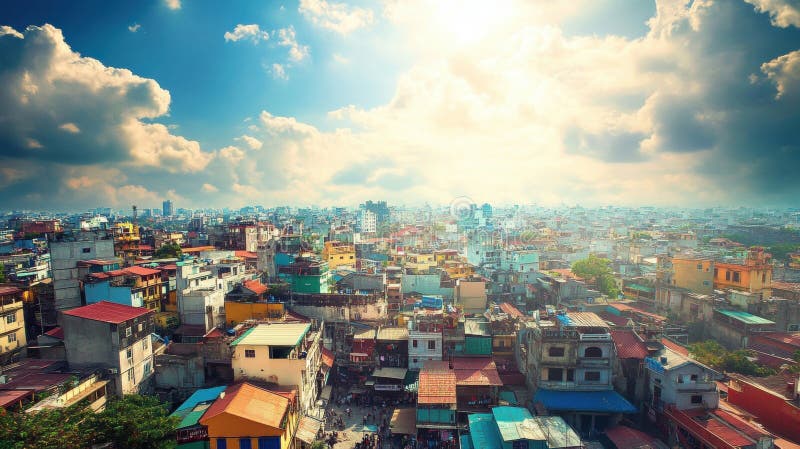 A City with a Lot of Buildings and a Sky Stock Illustration ...