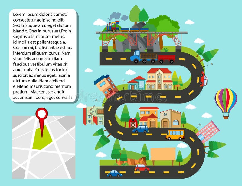 City Map with Buildings and Roads Stock Vector - Illustration of ...
