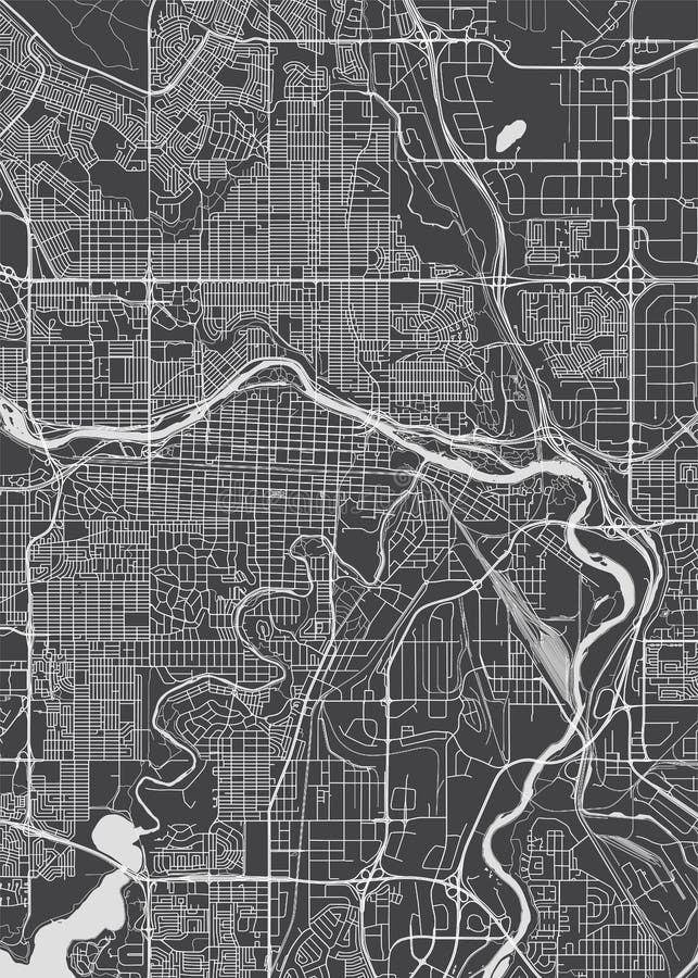 City Map Calgary, Monochrome Detailed Plan, Vector Illustration Stock ...