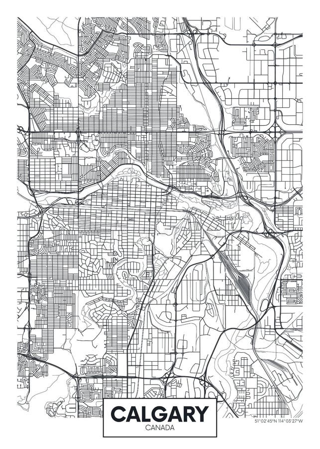 City Map Calgary, Travel Vector Poster Design Stock Vector ...