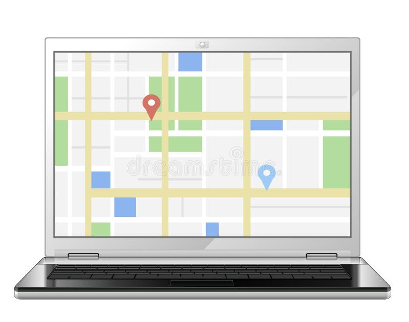 City Map on the Computer Screen Stock Vector - Illustration of highway ...