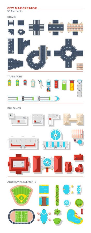 City Map Creator Top View stock vector. Illustration of circle - 210687999