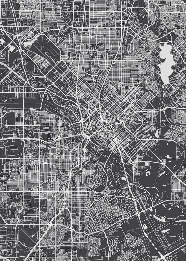 City Map Dallas, Monochrome Detailed Plan, Vector Illustration Stock ...
