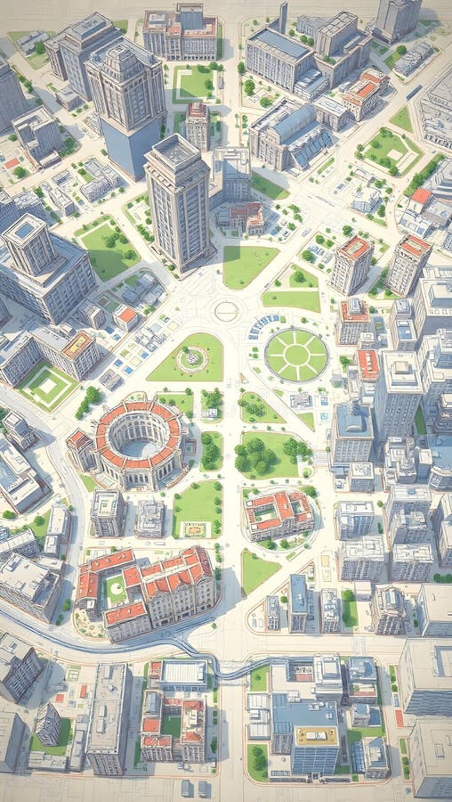 City Map Drawing for Urban Planning Layout Cityscape Infrastructure ...