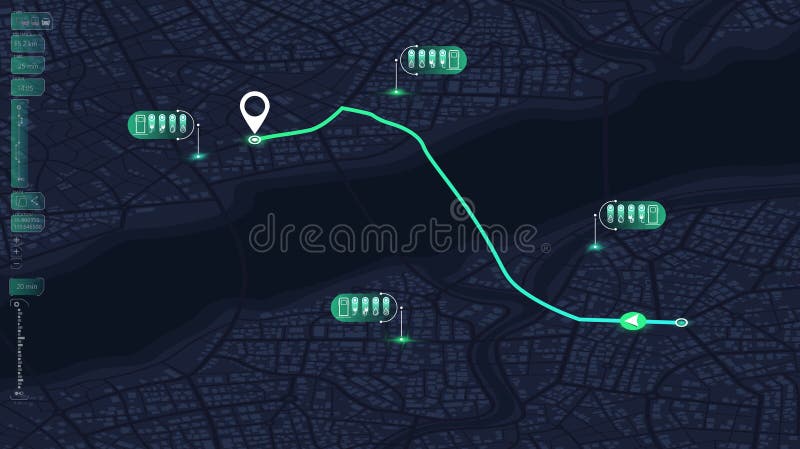 City Map Featuring Directional Signs, an Intended Goal Point and ...