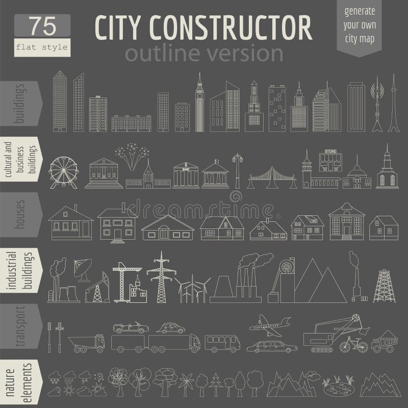 City Map Generator. Elements for Creating Your Perfect City Stock ...