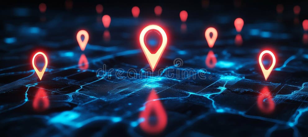 City Map Geospatial Analysis Visualization with Location Pin Markers ...