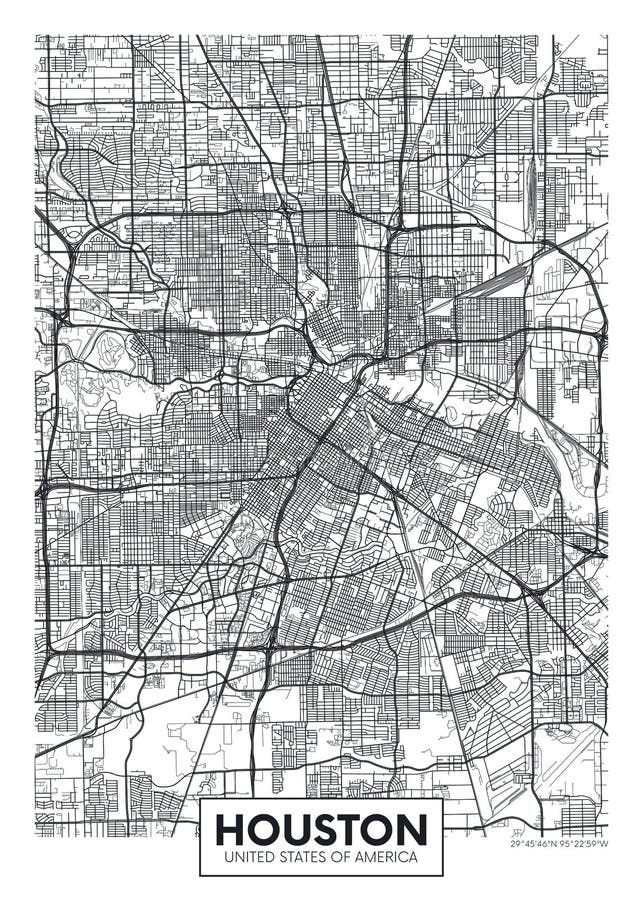 City Map Houston, Travel Vector Poster Design Stock Vector ...
