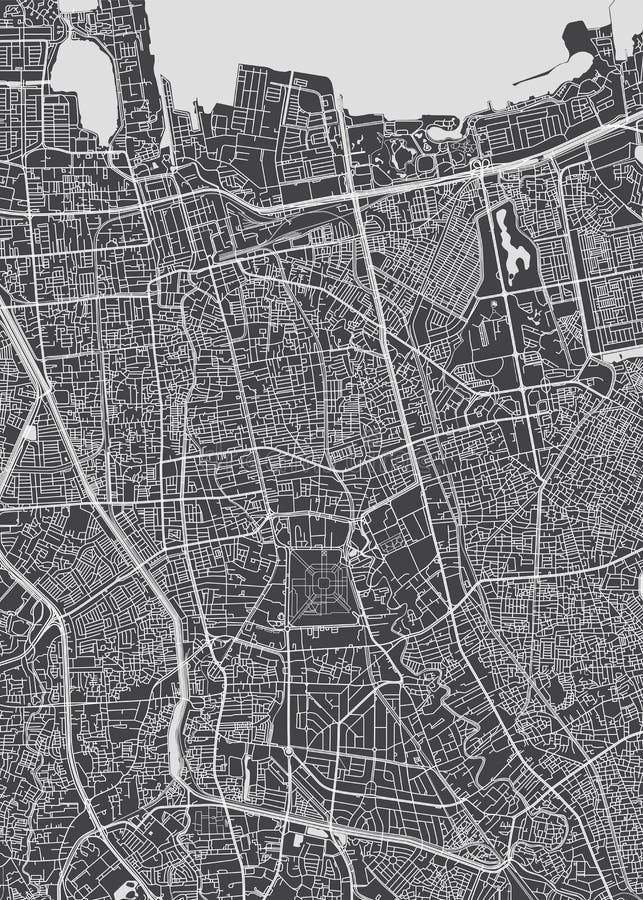 City Map Jakarta, Monochrome Detailed Plan, Vector Illustration Stock ...