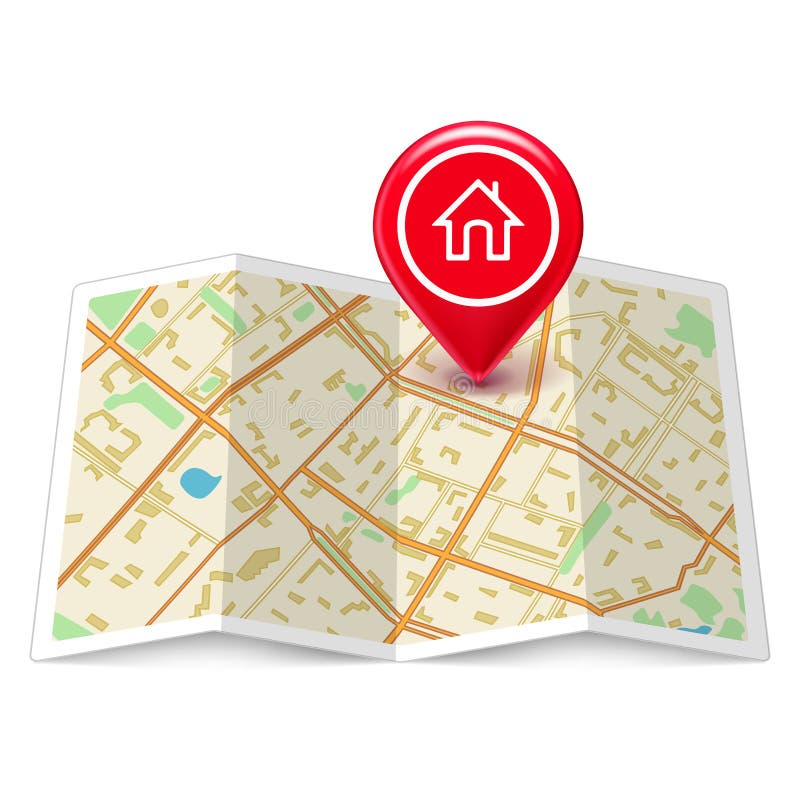 City Map with Label Home Pin Design Vector Illustration Stock Vector ...