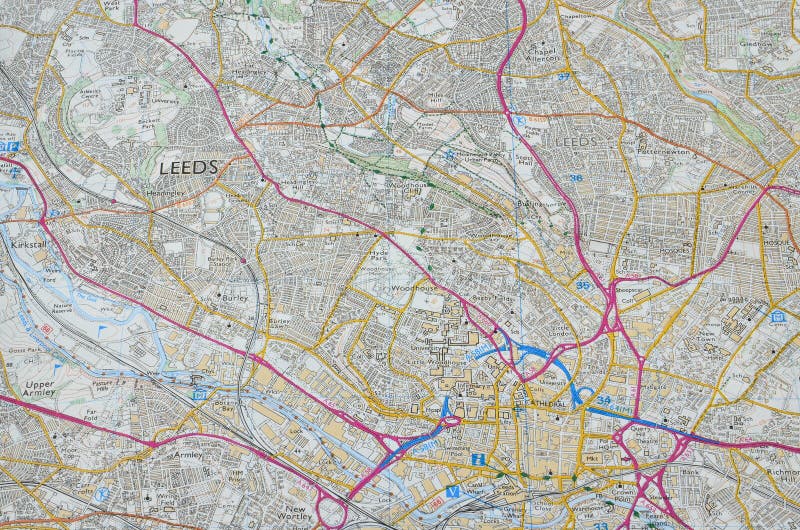 City map of Leeds stock photo. Image of drawing, design - 68947772