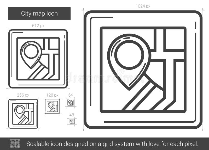 City map line icon. stock vector. Illustration of linear - 93879551