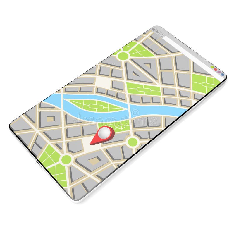 City Map with Location Pin on a Smartphone Stock Illustration ...