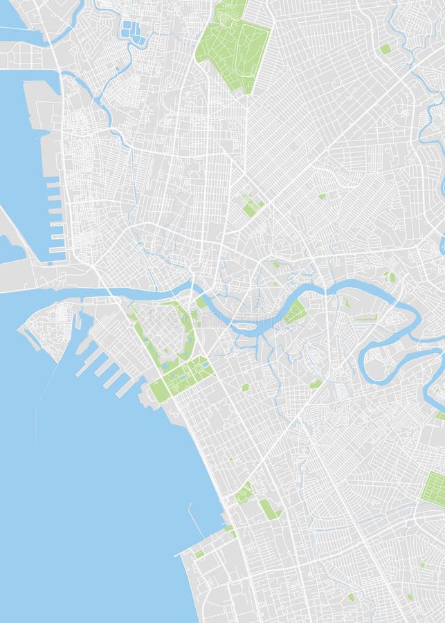 City Map Manila, Monochrome Detailed Plan, Vector Illustration Stock ...